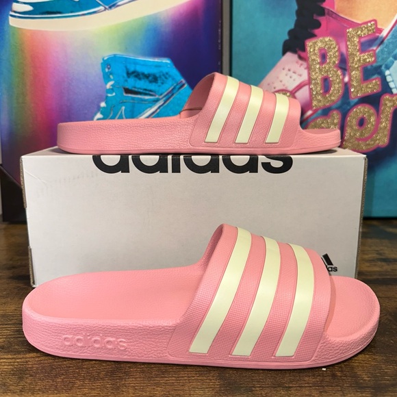 adidas | Shoes | Adidas Adilette Aqua Slides Women Size 9 Pinkwhite ...